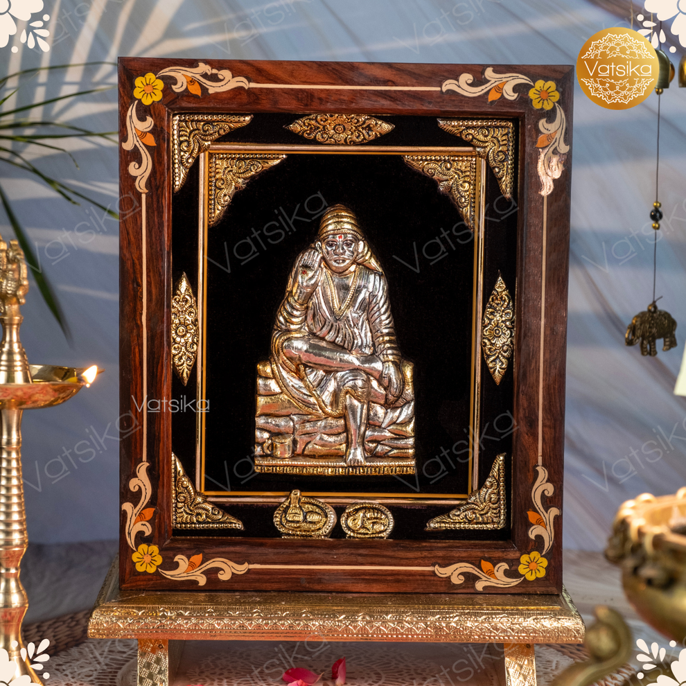 Sai Baba Silver Photo Frame for Pooja Room - 11*13 – Vatsika Silver ...
