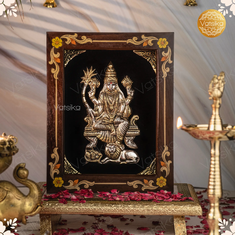 Silver Lalitha Devi Photo Frame for Pooja Room – Vatsika Silver Photo ...