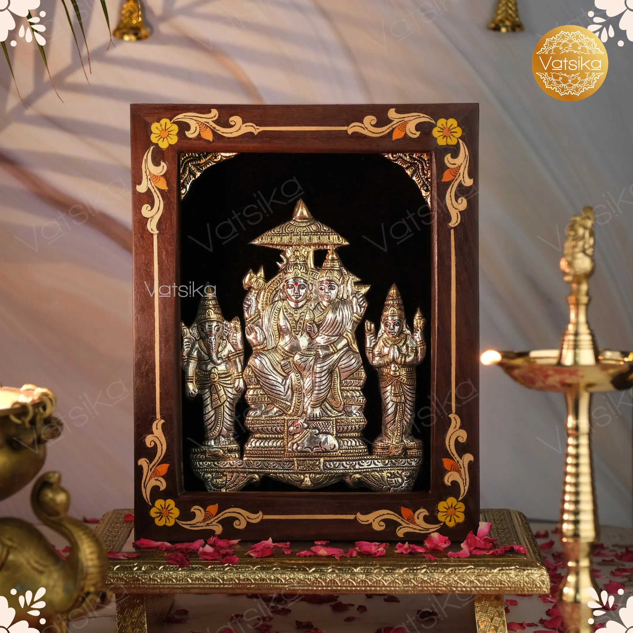 Shiva Family Silver Photo Frame for Pooja Room – Vatsika Silver Photo ...